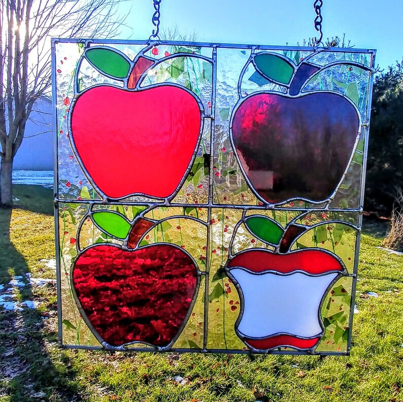 Stained Glass Apple Panel - Etsy