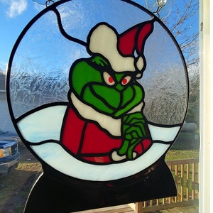 Grinch Inspired Stained Glass Panel - Etsy