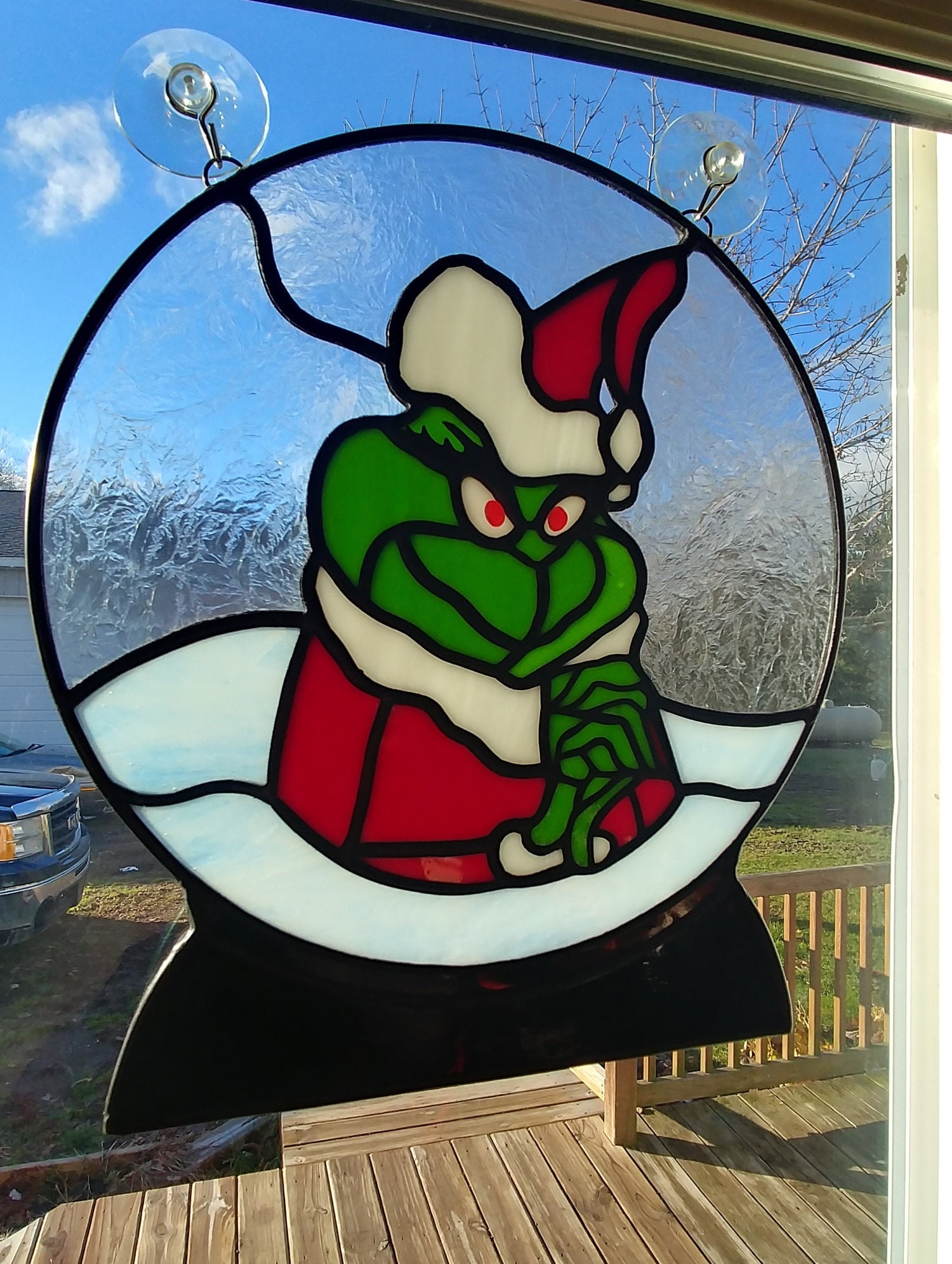 Grinch Inspired Stained Glass Panel - Etsy