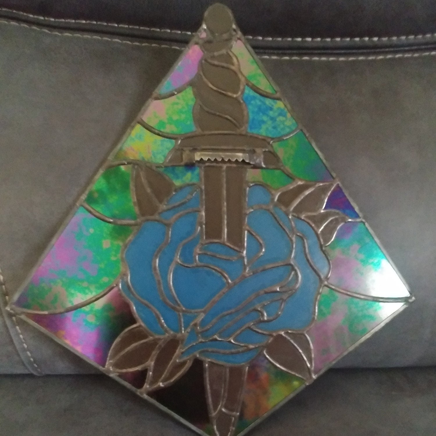 Stained Glass Rose and Dagger Mirror - Etsy