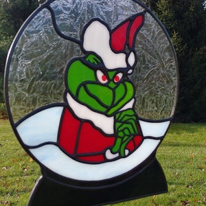 Grinch Inspired Stained Glass Panel - Etsy