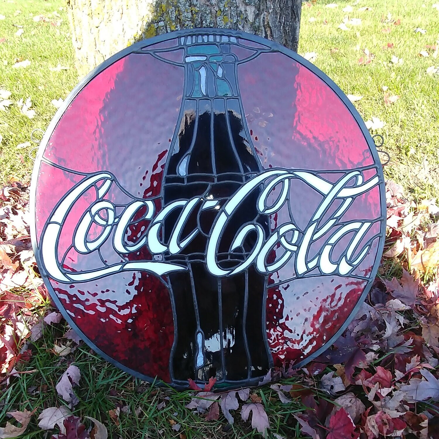 Coca-cola Inspired Stained Glass Panel - Etsy
