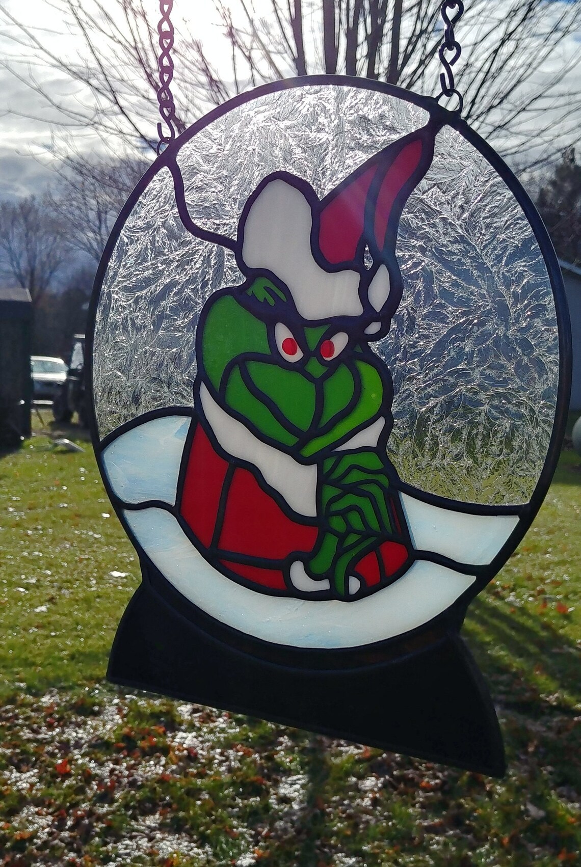 Grinch Inspired Stained Glass Panel - Etsy