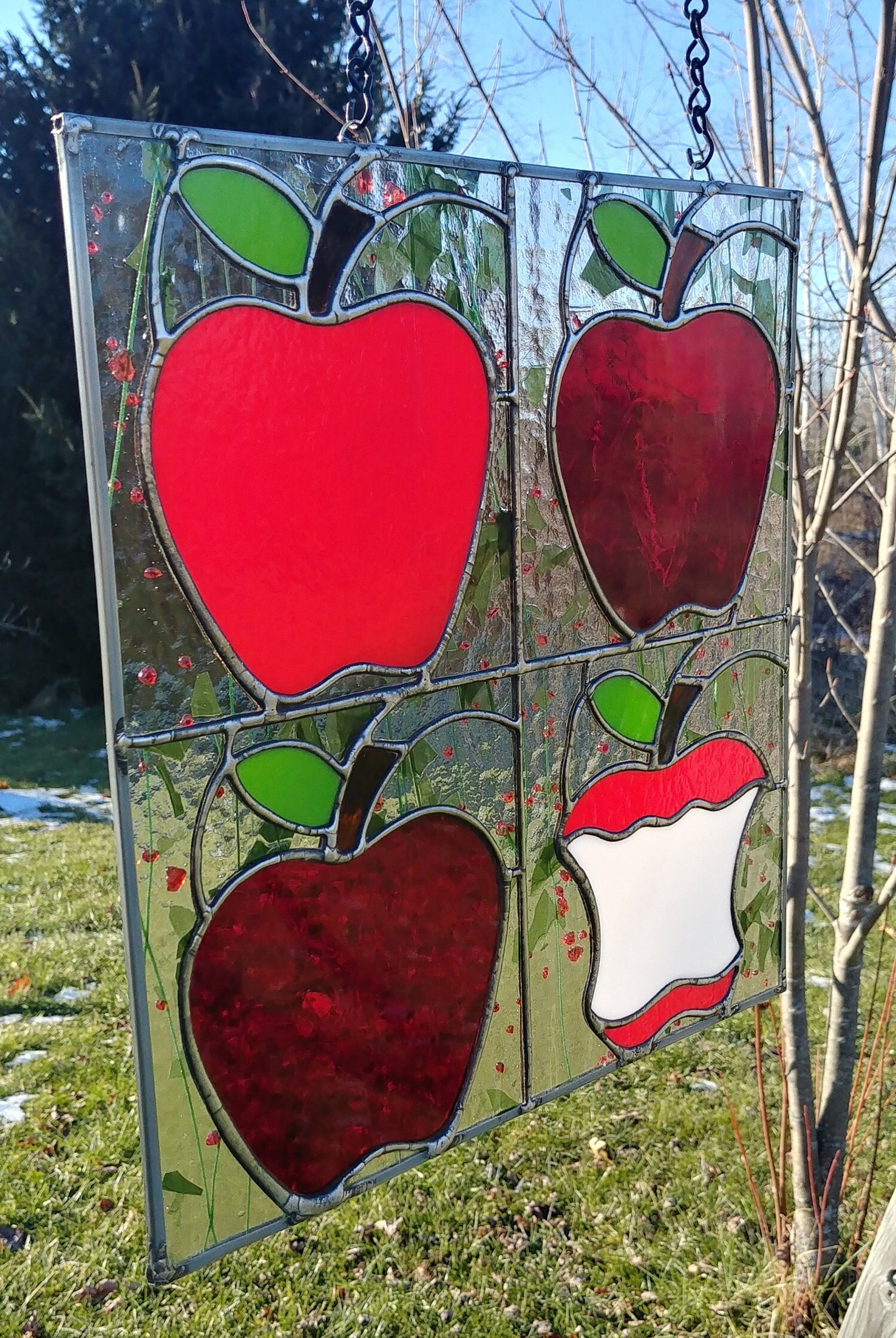 Stained Glass Apple Panel - Etsy