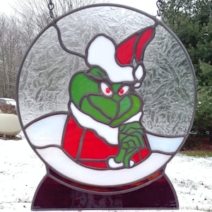 Grinch Inspired Stained Glass Panel - Etsy