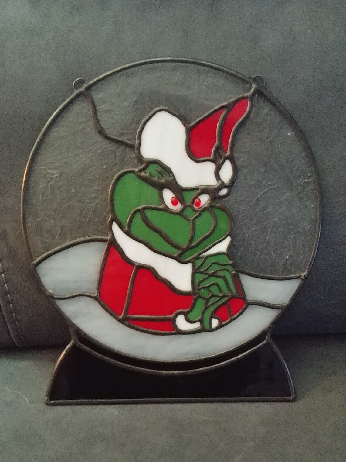 Grinch Inspired Stained Glass Panel - Etsy