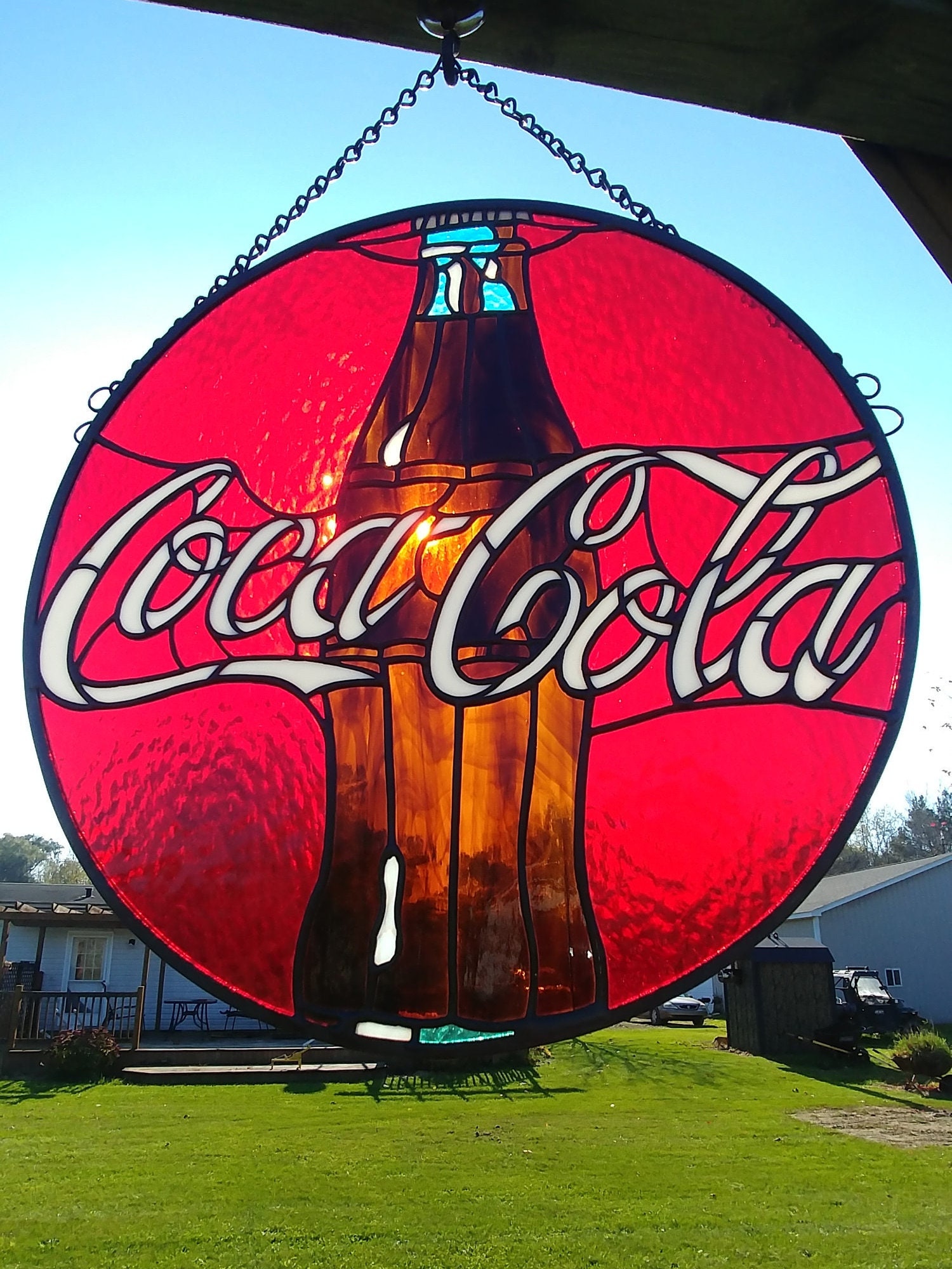 Coca-cola Inspired Stained Glass Panel - Etsy