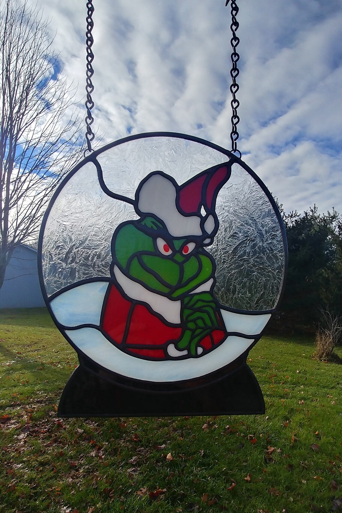 Grinch Inspired Stained Glass Panel - Etsy