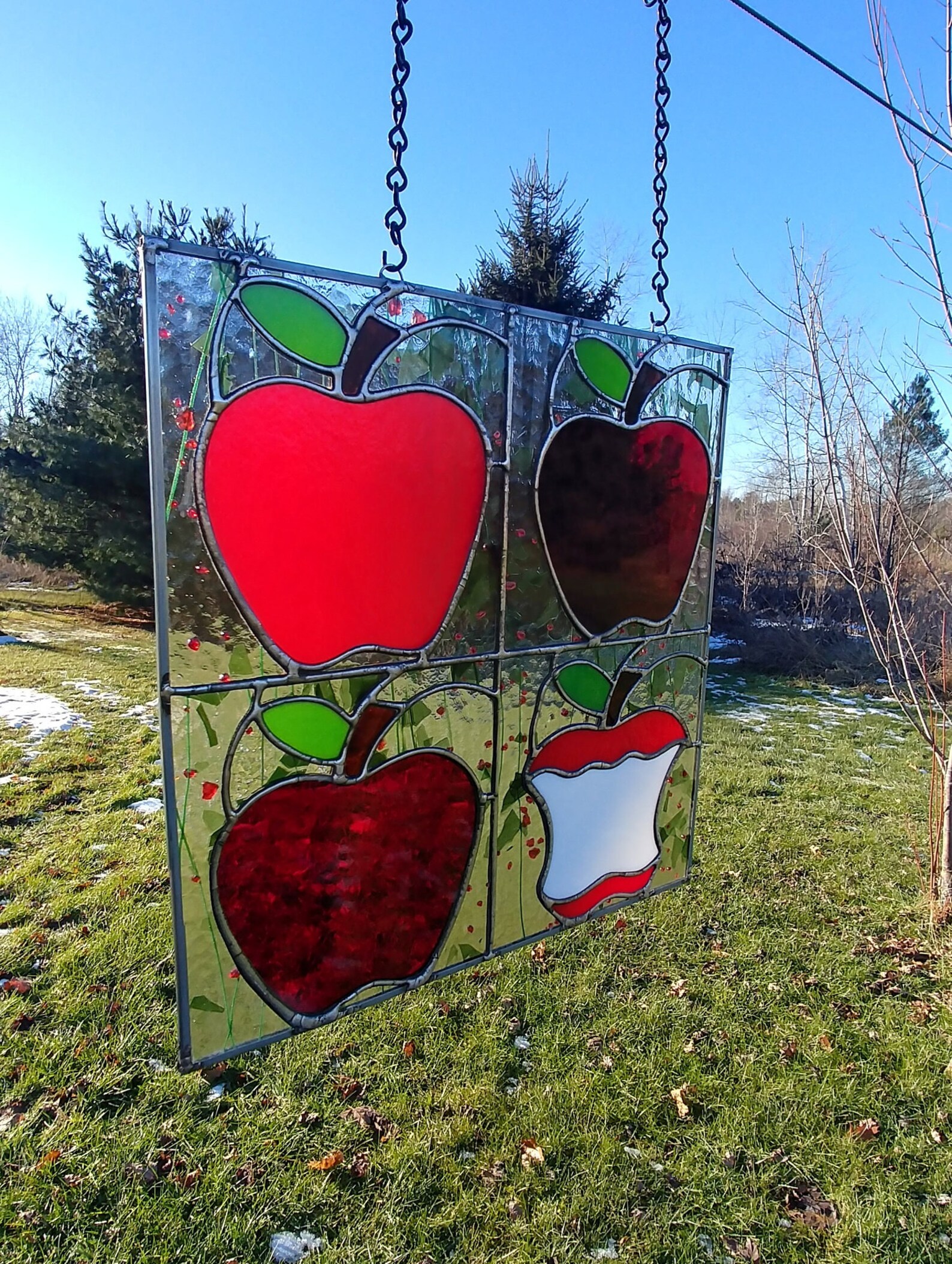 Stained Glass Apple Panel - Etsy