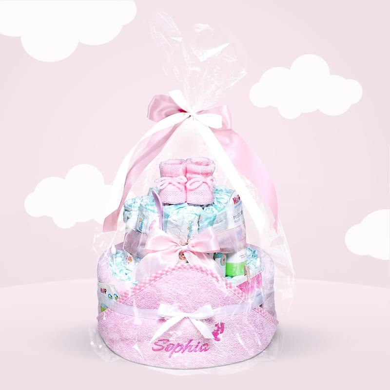 Windeltorte Mädchen, Babygeschenk zur Geburt, Pamperstorte zur ...