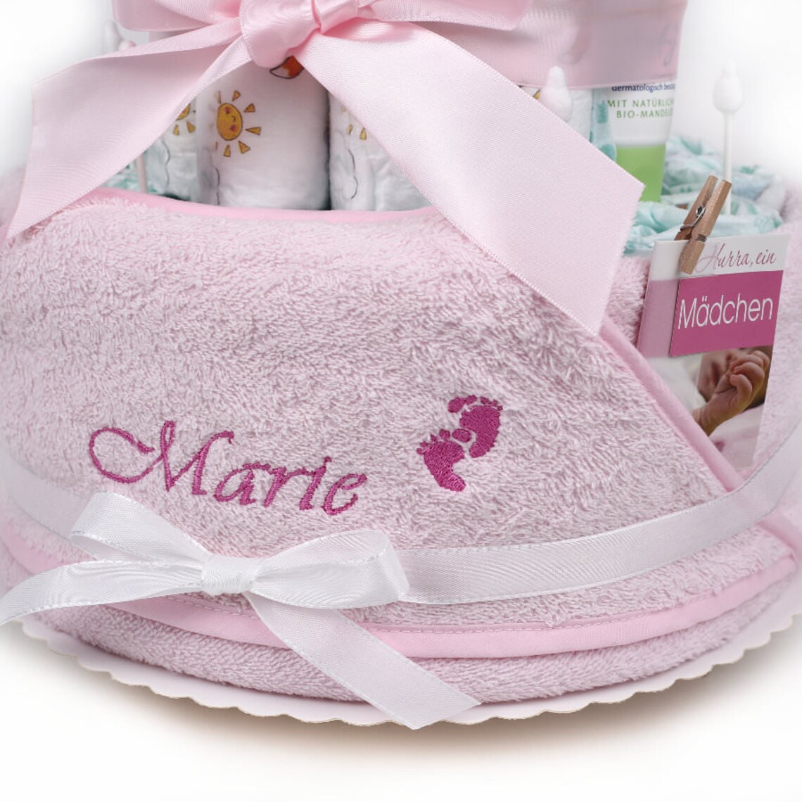 Windeltorte Mädchen Babygeschenk zur Geburt Pamperstorte zur - Etsy.de