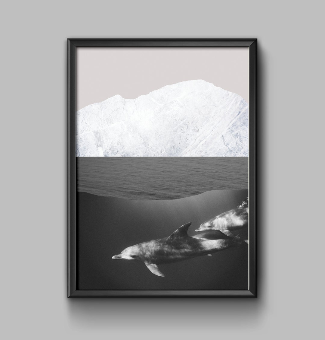 Dolphin Print, Dolphin Art Print, Minimalist Print, Art Print, Abstract ...