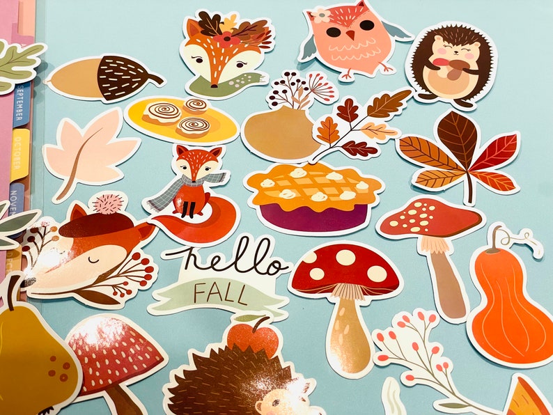 50pcs Cute Animal Vinyl Decal Stickers Fox Hedgehogs Woodland - Etsy ...