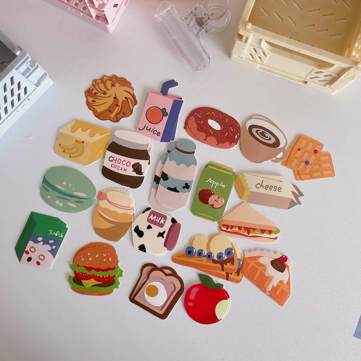 40pcs Cute Breakfast Food Sticker Milk Juice Cheese Hamburg Eggs Cake ...