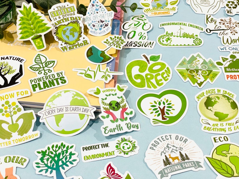 Earth Day Sticker, Protect Nature Environment Friendly Sticker Set ...