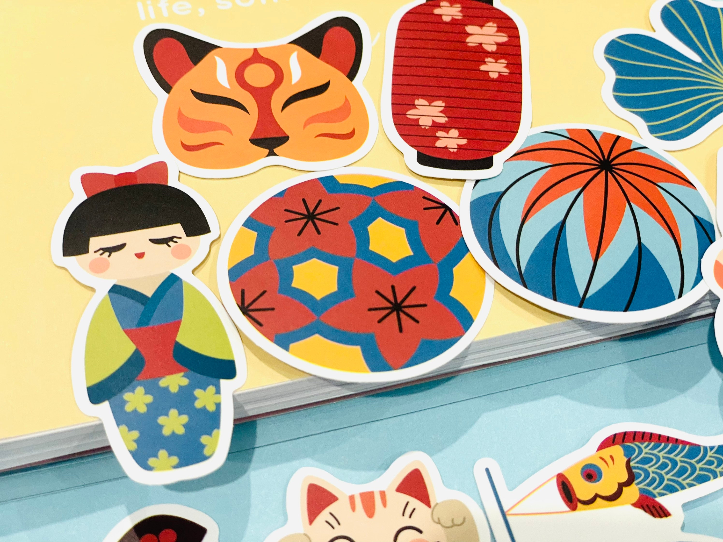 2024 22pcs Happy Asian New Year Stickers Cute Japanese Retro Culture ...