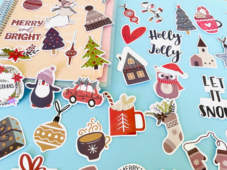 Cute Christmas Vinyl Stickers Pack Funny, Christmas Tree Stickers Set ...