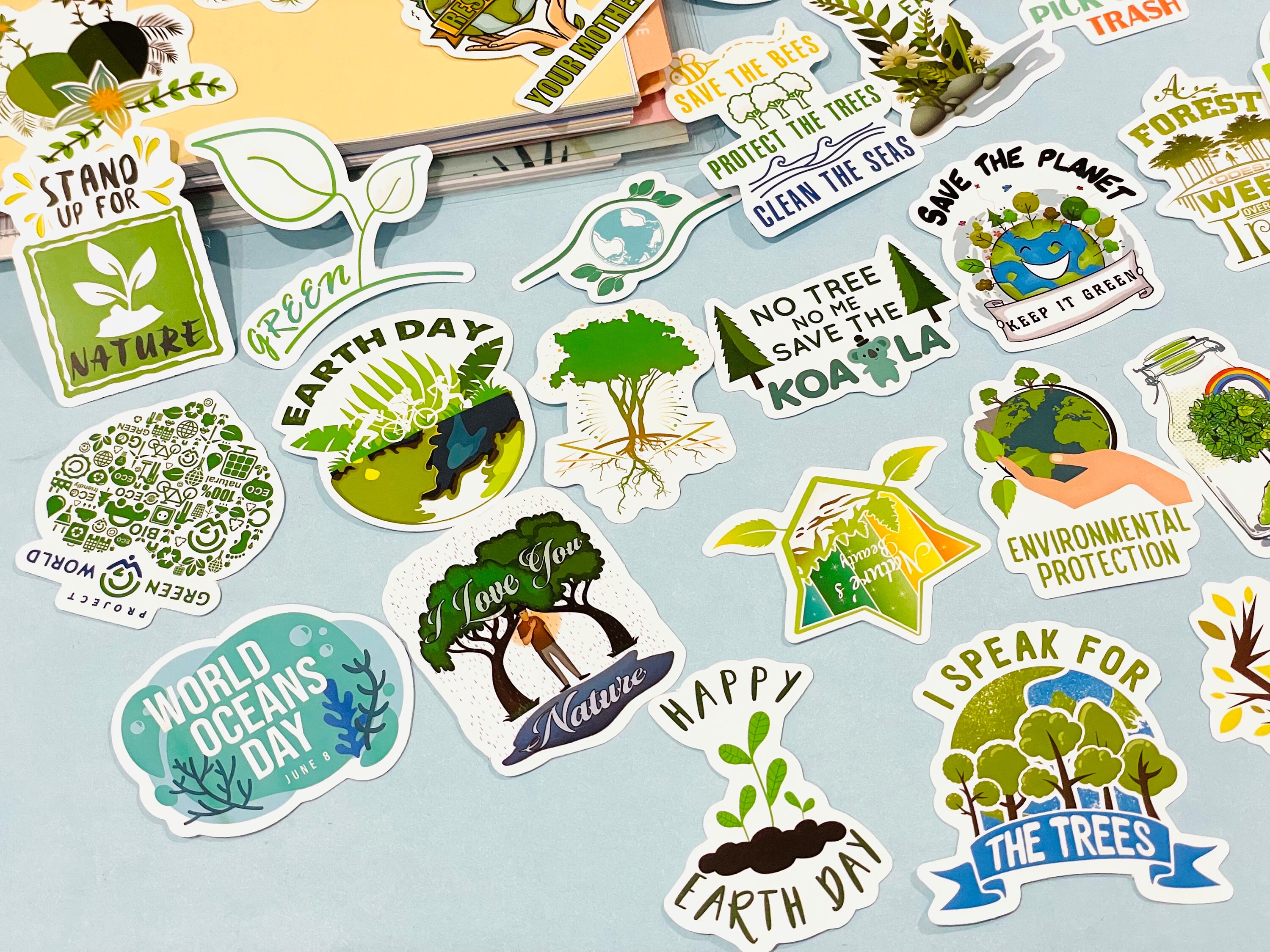 Nature Sticker Save the Planet Tree Sticker Earth Day Green Sticker Set ...