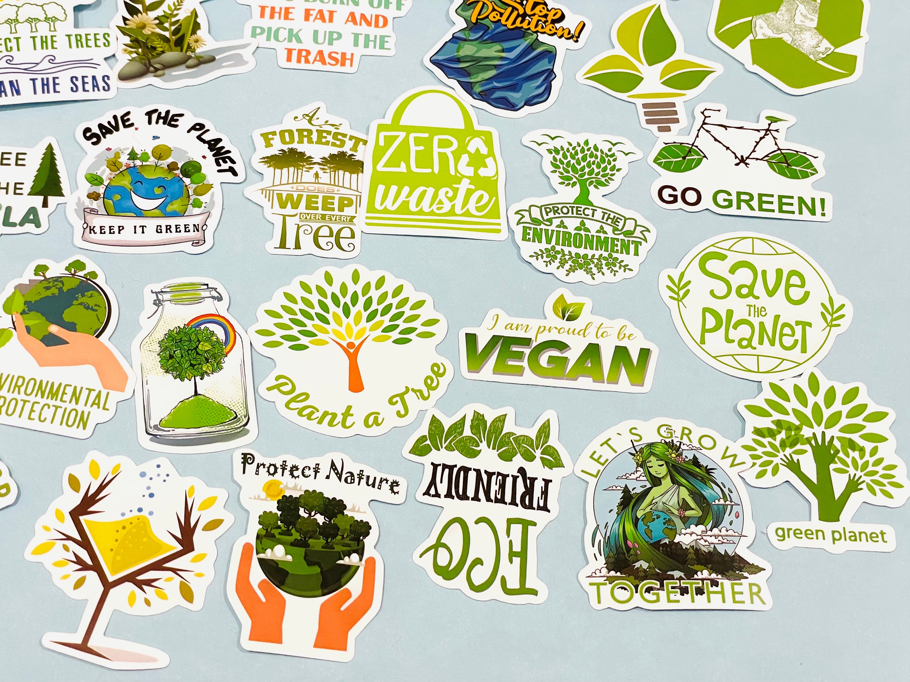 Nature Sticker Save the Planet Tree Sticker Earth Day Green Sticker Set ...