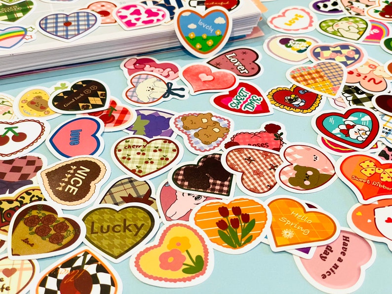 Valentine's Day Cute Love Hearts Stickers Pack Lovely Couples Stickers ...
