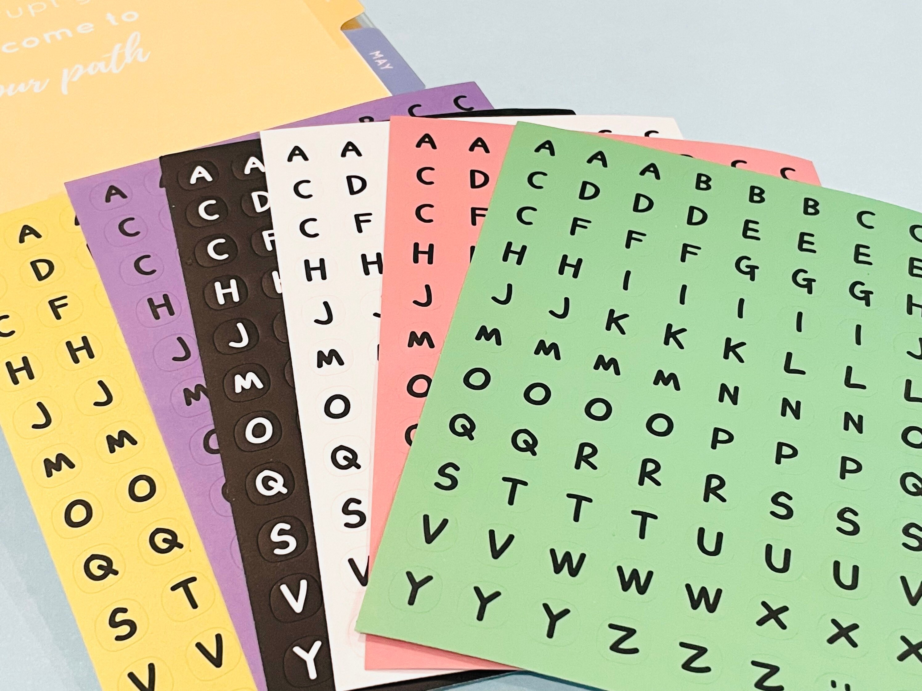 Black & White Alphabet Sticker Sets Round Shape Sticker Sheet - Etsy ...