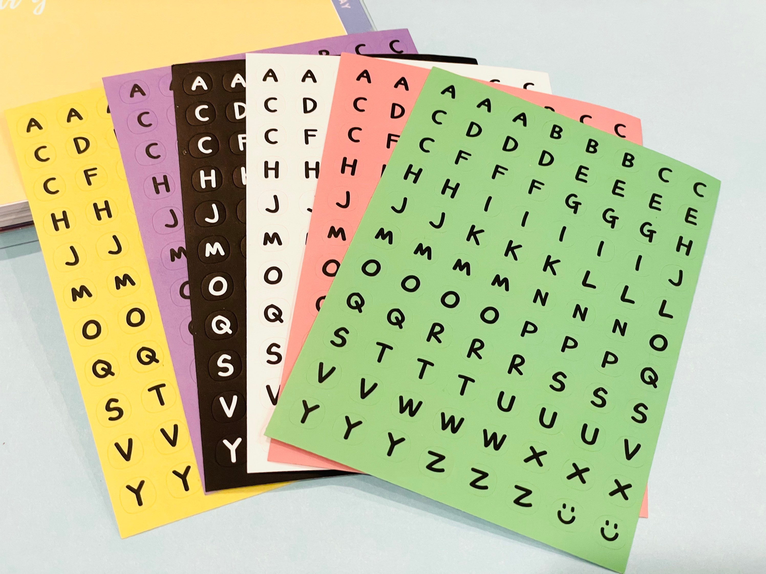 Black & White Alphabet Sticker Sets Round Shape Sticker Sheet ...