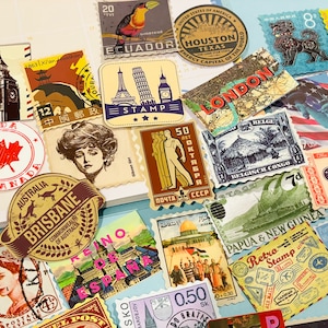 50pcs Vintage Around the World Landmark Stamp Art Sticker Pack for ...