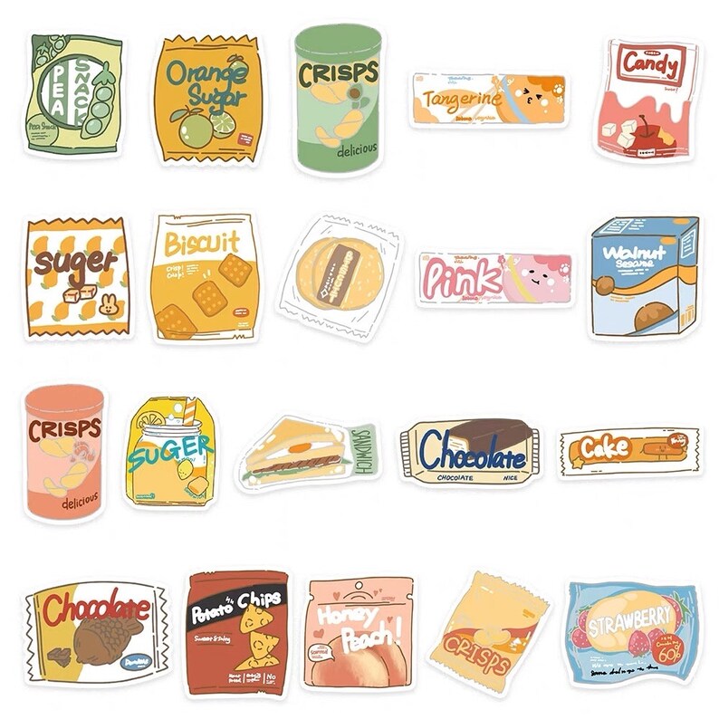 Japanese Kawaii Snack Stickers Pack Funny Asian Food Decal - Etsy
