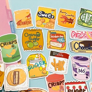 Japanese Kawaii Snack Stickers Pack Funny Asian Food Decal Vinyl ...