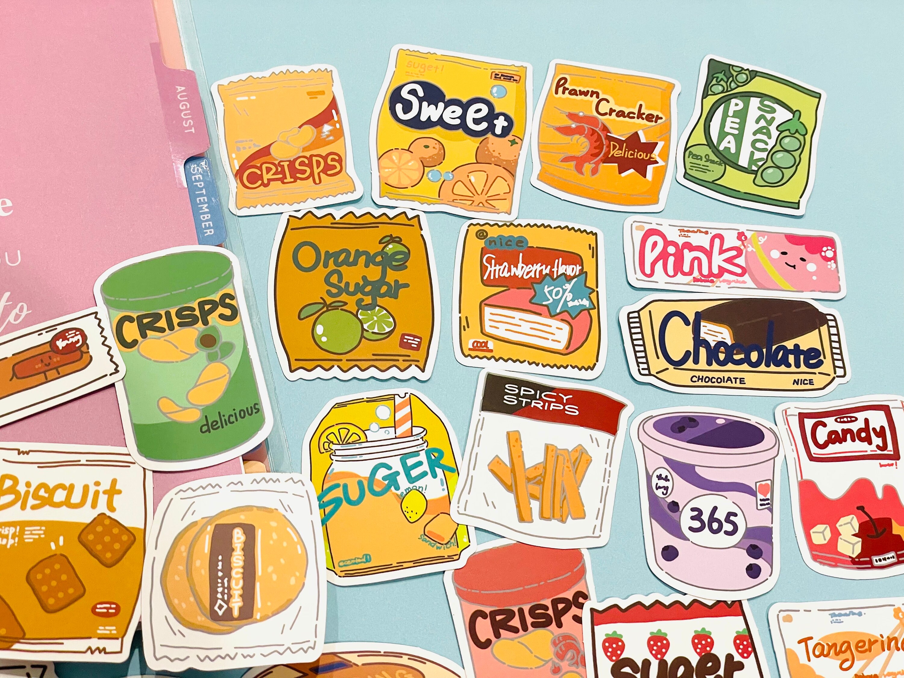 Japanese Kawaii Snack Stickers Pack Funny Asian Food Decal - Etsy