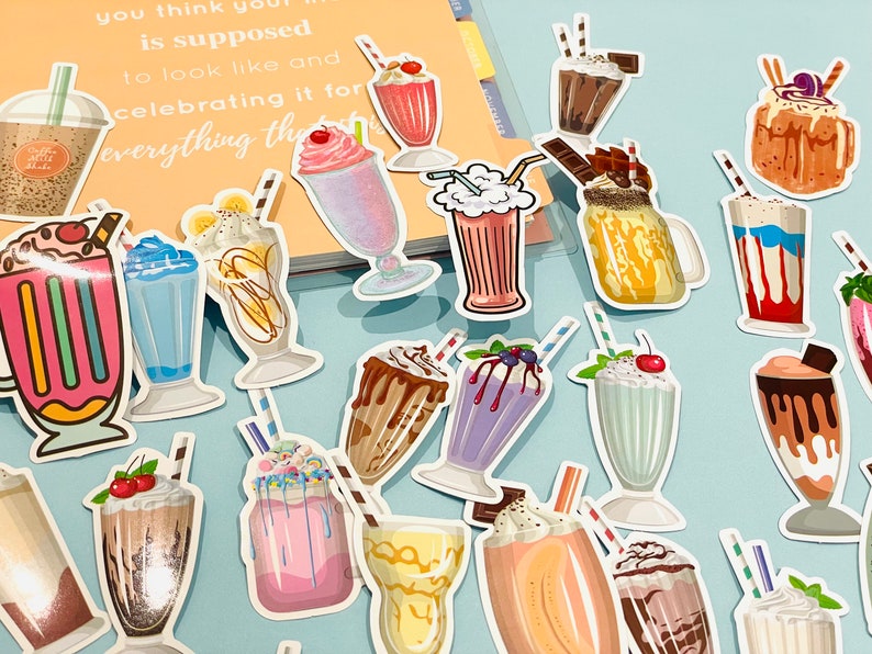 Milkshake Café Drinks Vinyl Cute Sticker Set Fruit Strawberry - Etsy