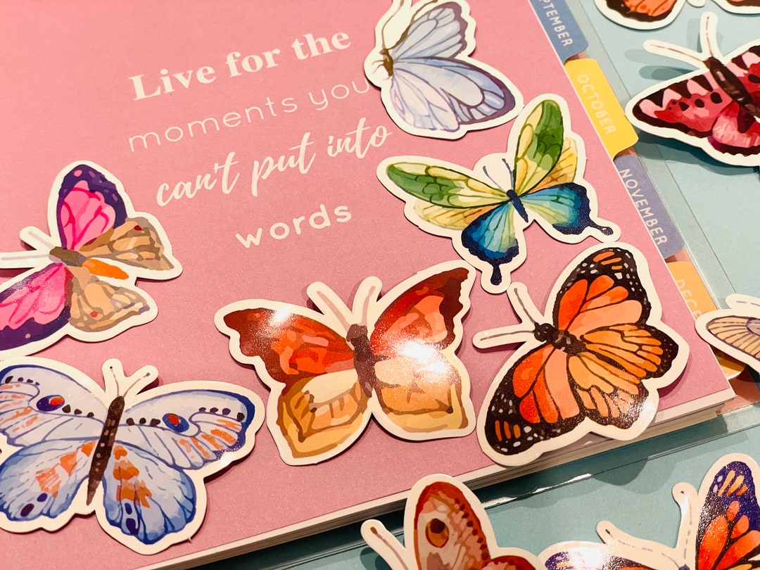 50pcs Colourful Butterfly Stickers Set Vinyl Decal Craft Pink Blue ...
