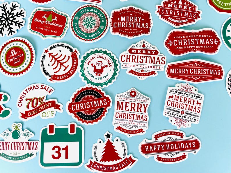 Christmas Stickers Santa Holiday Sticker Set Merry Christmas Happy New ...