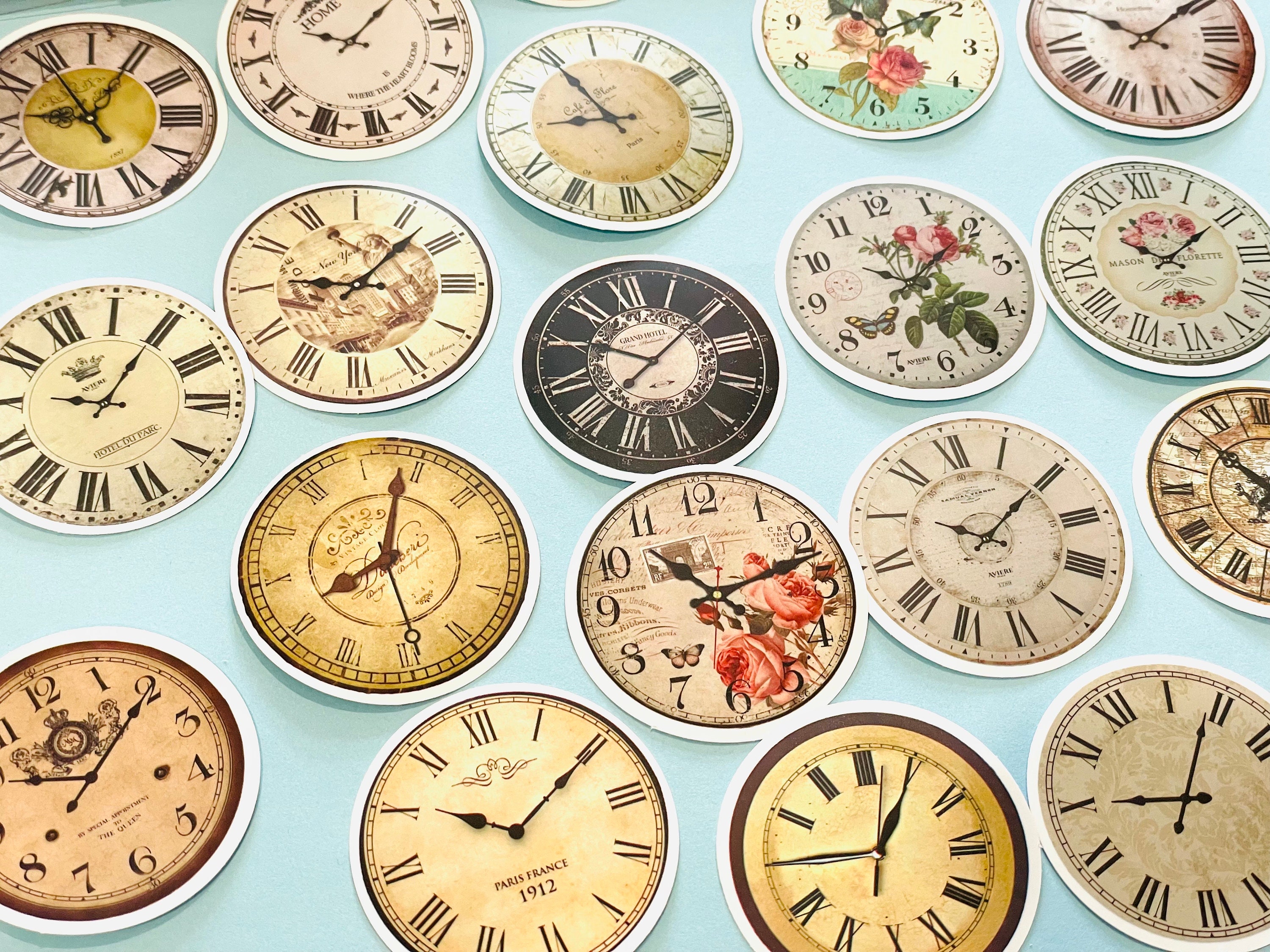 Boho Clock Time Stickers Set Aesthetic Hours Flowers Sticker Pack Decal ...