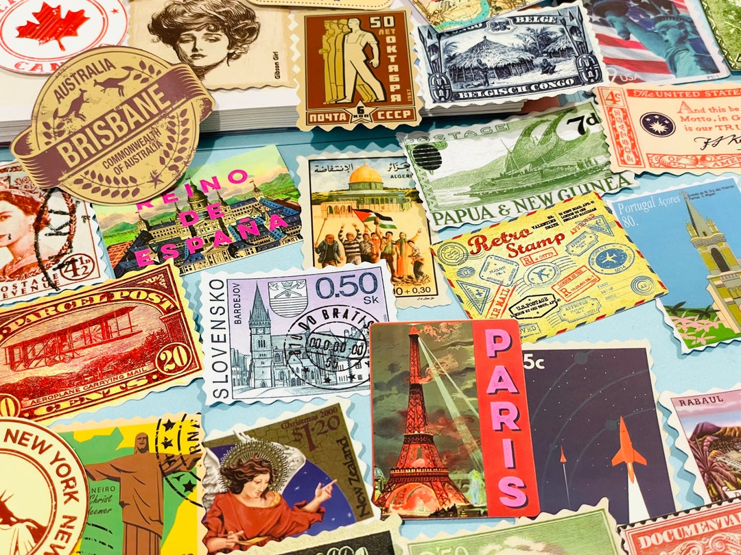 50pcs Vintage Around the World Landmark Stamp Art Sticker Pack for ...