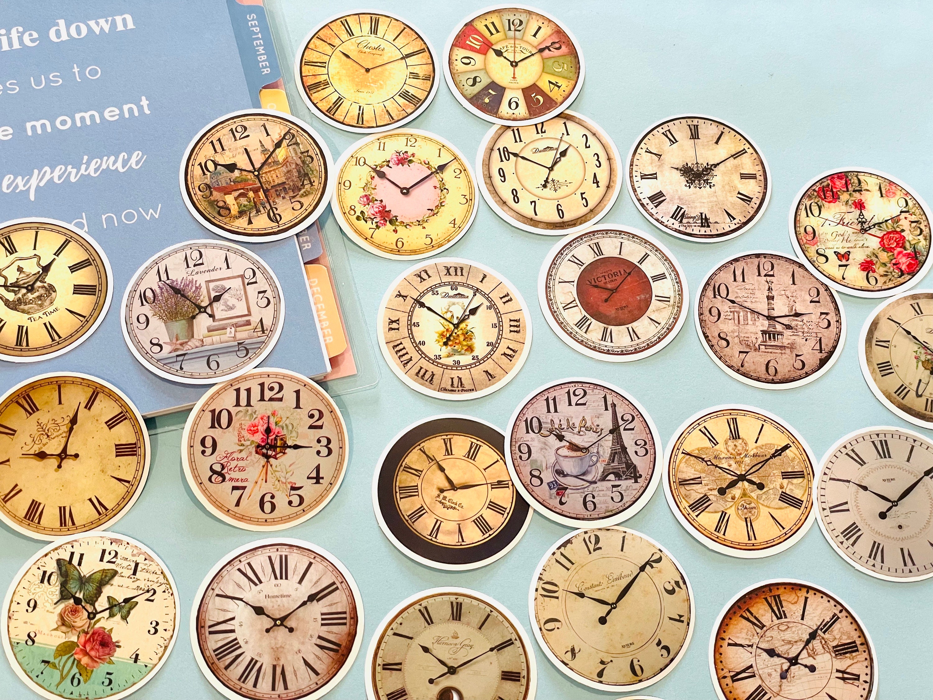 Boho Clock Time Stickers Set Aesthetic Hours Flowers Sticker Pack Decal ...