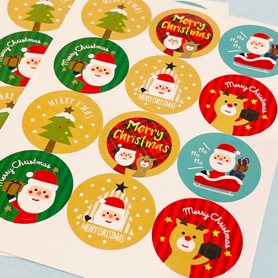 Santa Merry Christmas Stickers Xmas Gift Wrapping Festive Present ...
