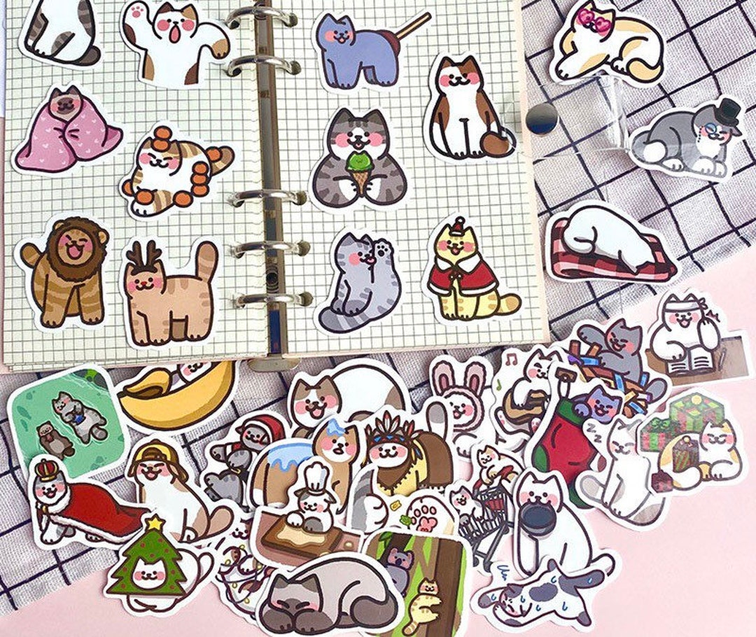 40pcs Cute Cats Stickers Set for Planner, Journal, Scrapbooking Lovely ...
