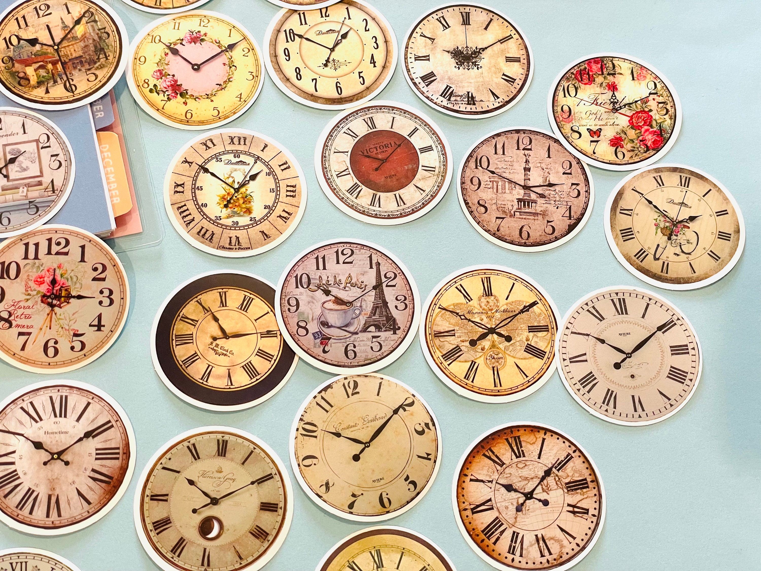 Boho Clock Time Stickers Set Aesthetic Hours Flowers Sticker Pack Decal ...