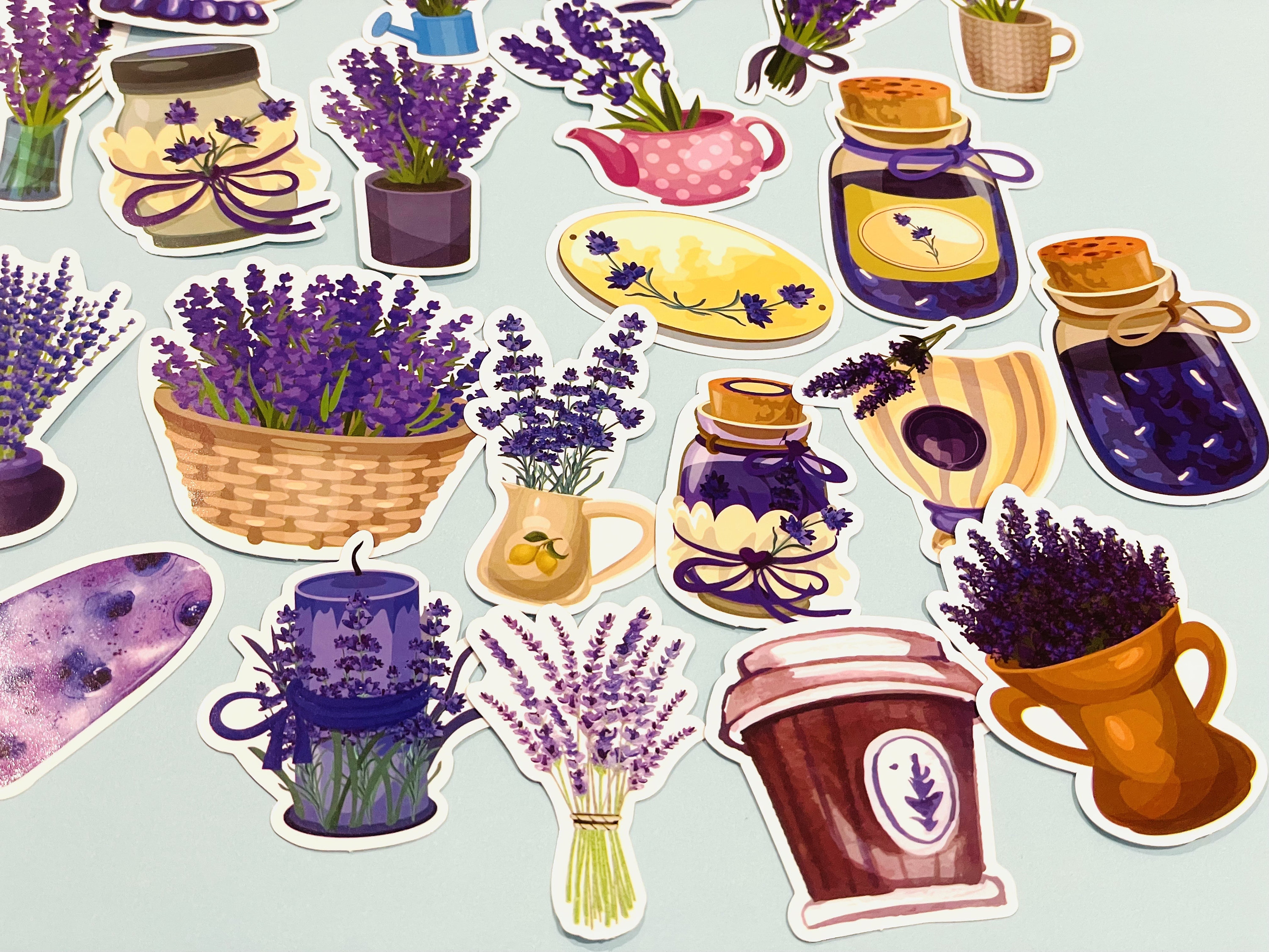 50pcs Aesthetic Purple Lavender Sticker Watercolor Flower - Etsy