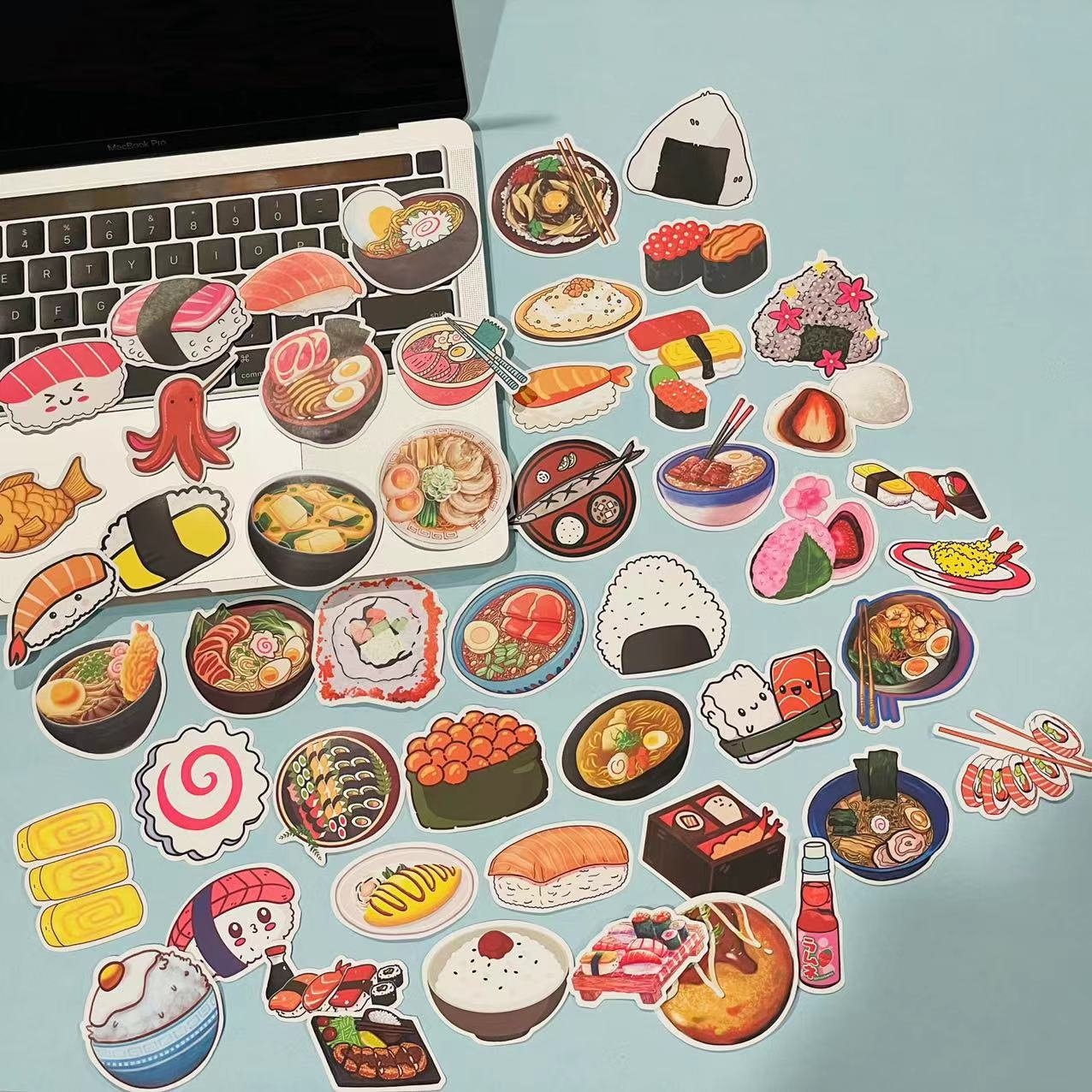 50pcs Cute Japanese Street Food Sticker Japan Sushi Ramen Rice Stickers ...
