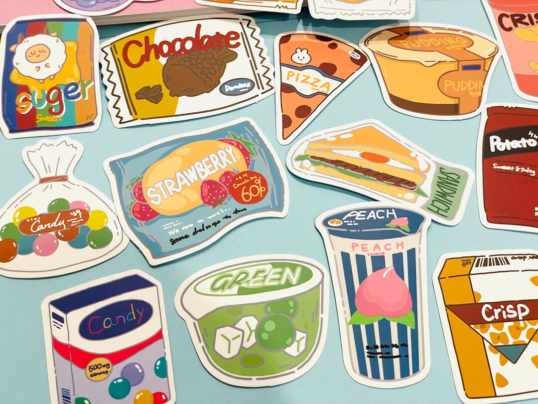 Japanese Kawaii Snack Stickers Pack Funny Asian Food Decal Vinyl ...