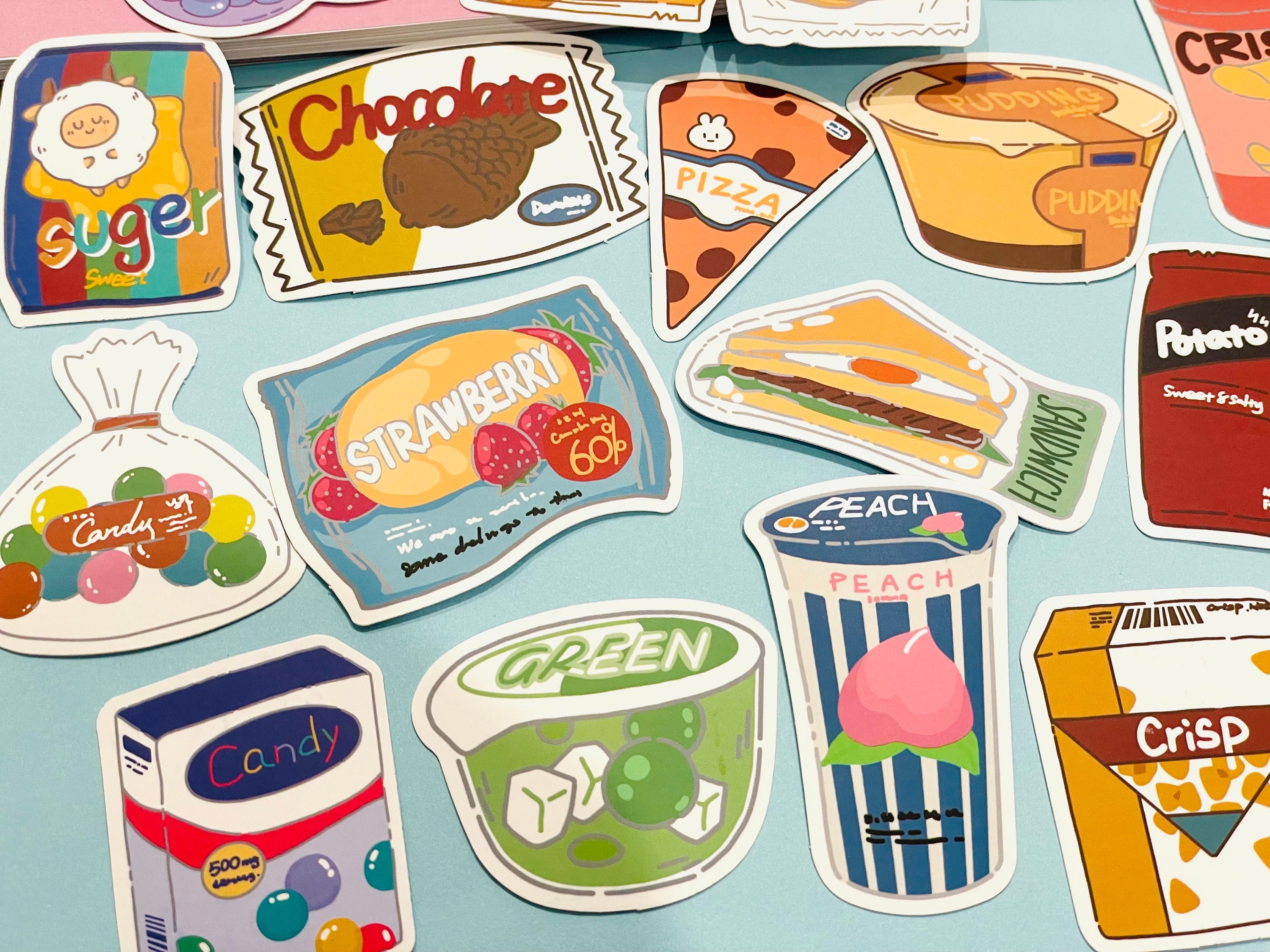 Japanese Kawaii Snack Stickers Pack Funny Asian Food Decal Vinyl ...