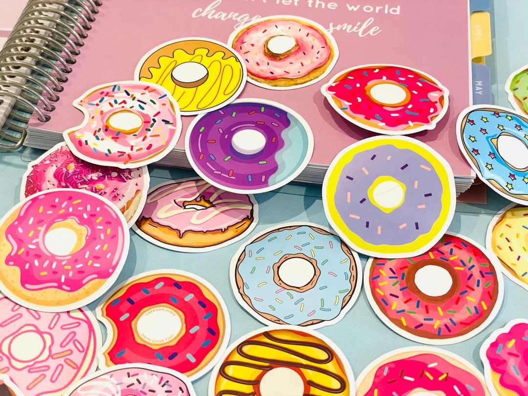 50pcs Cute Donut Lover Vinyl Decal Sticker Food Sweet Dessert ...
