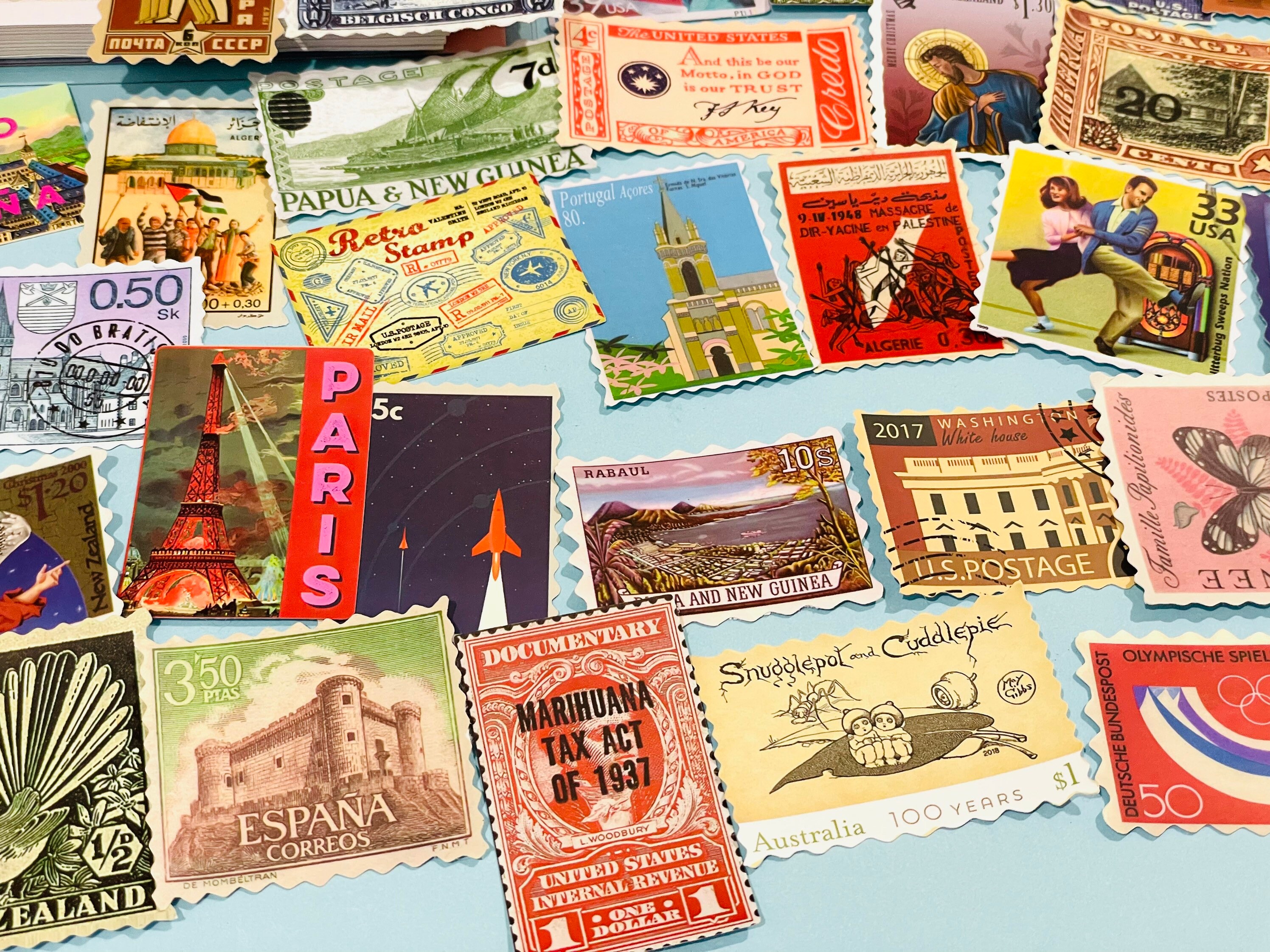 50pcs Vintage Around the World Landmark Stamp Art Sticker Pack for ...