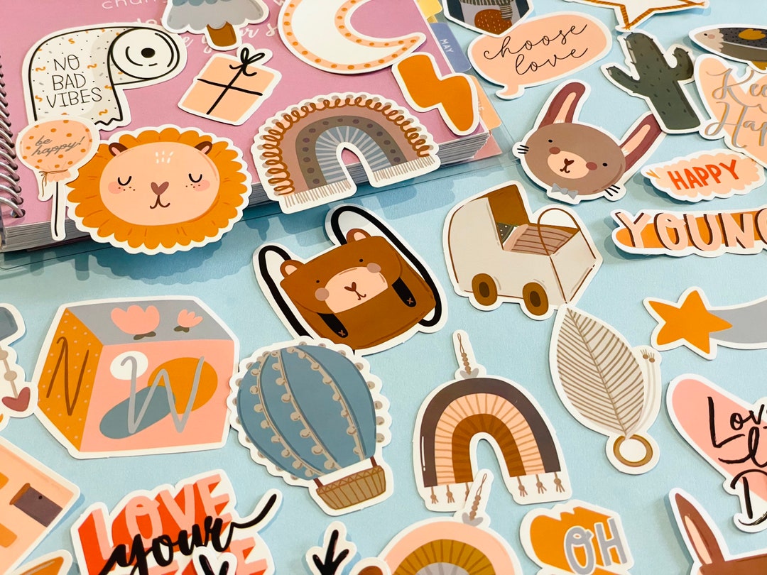 50pcs Cute Aesthetic Sticker Pack Boho Styles Rainbows Animals Flowers ...