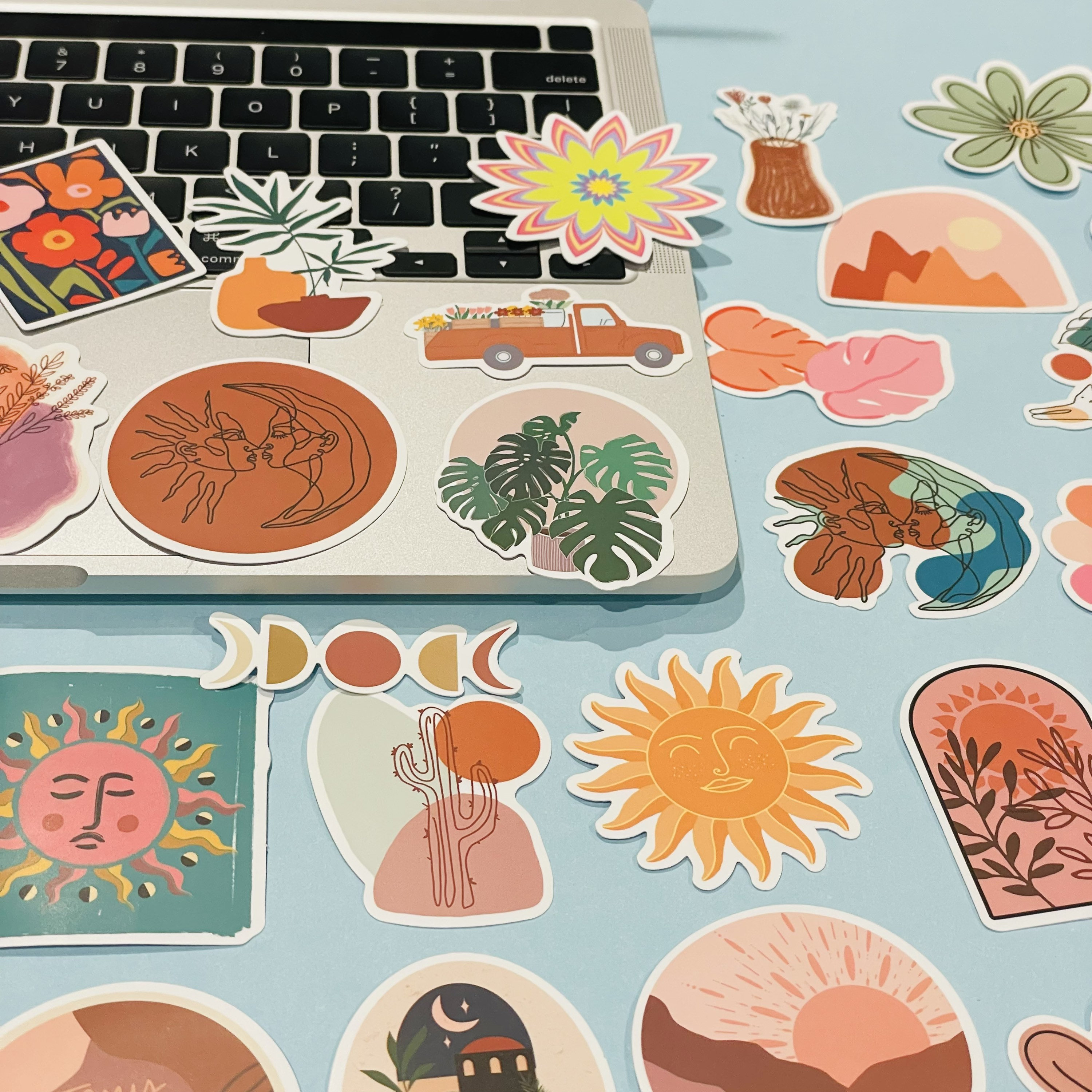 Boho Vibes Aesthetic Sticker Pack of Plant Flower Stickers Minimalist ...