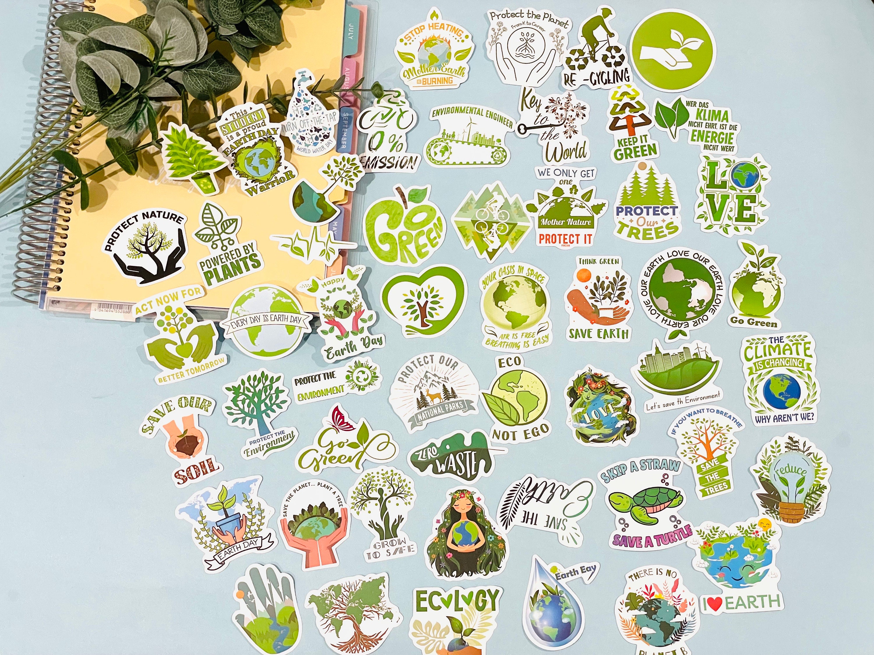 Earth Day Sticker, Protect Nature Environment Friendly Sticker Set ...