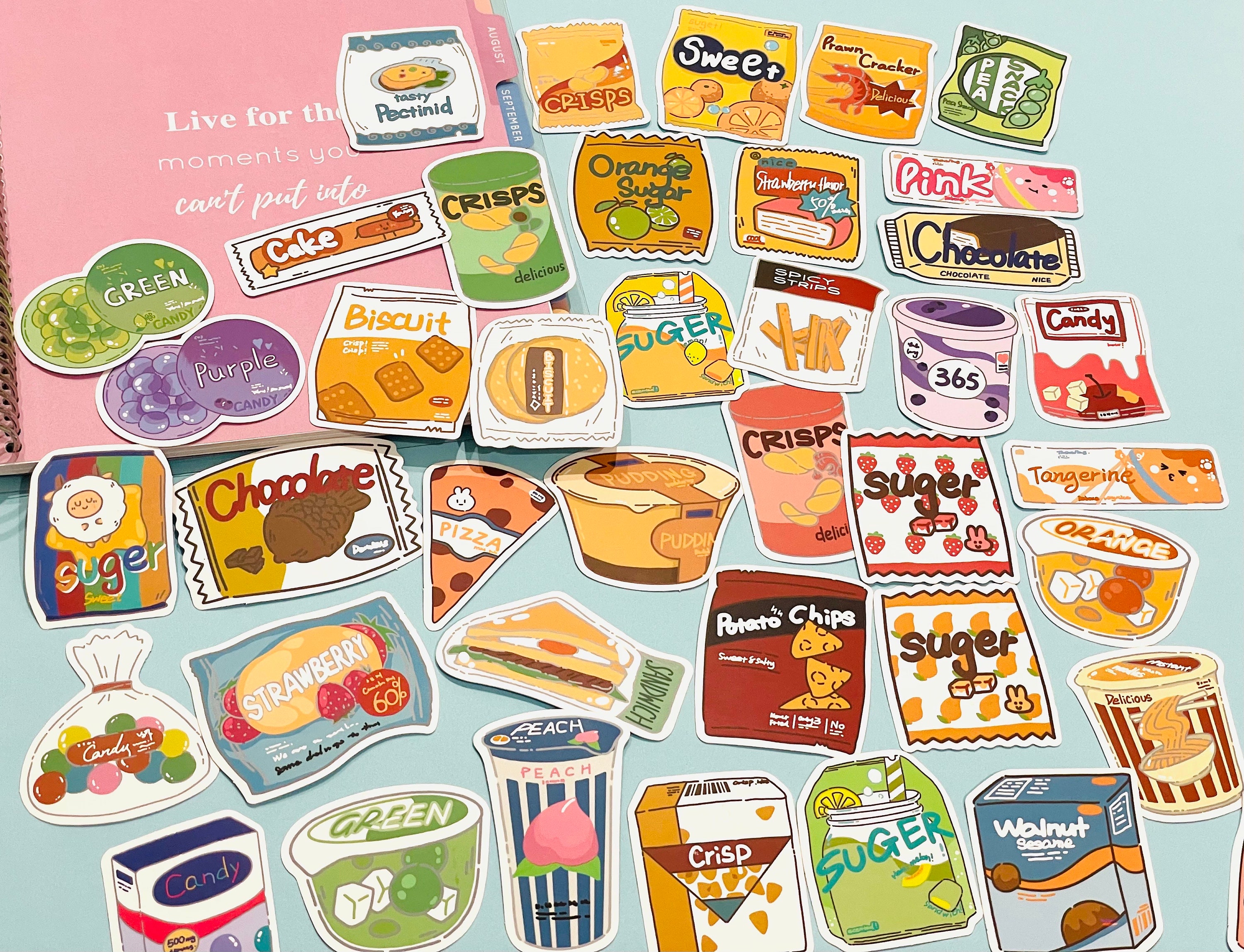 Japanese Kawaii Snack Stickers Pack Funny Asian Food Decal - Etsy