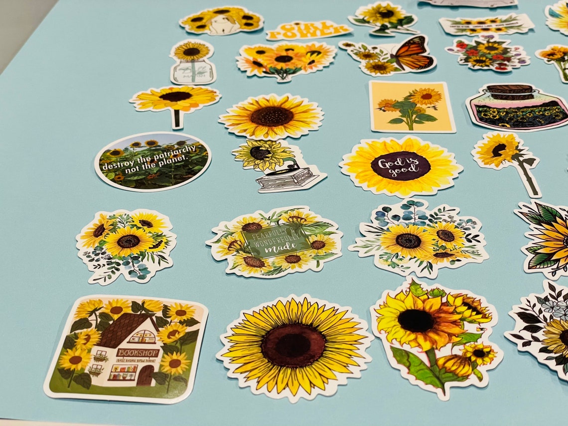 50pcs Aesthetic Sunflower Sticker for Journal Planner Plant - Etsy